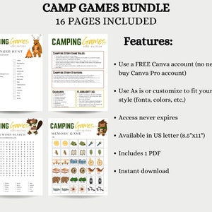 Camping Games Bundle | Campfire Games | Camping Games Printable ...