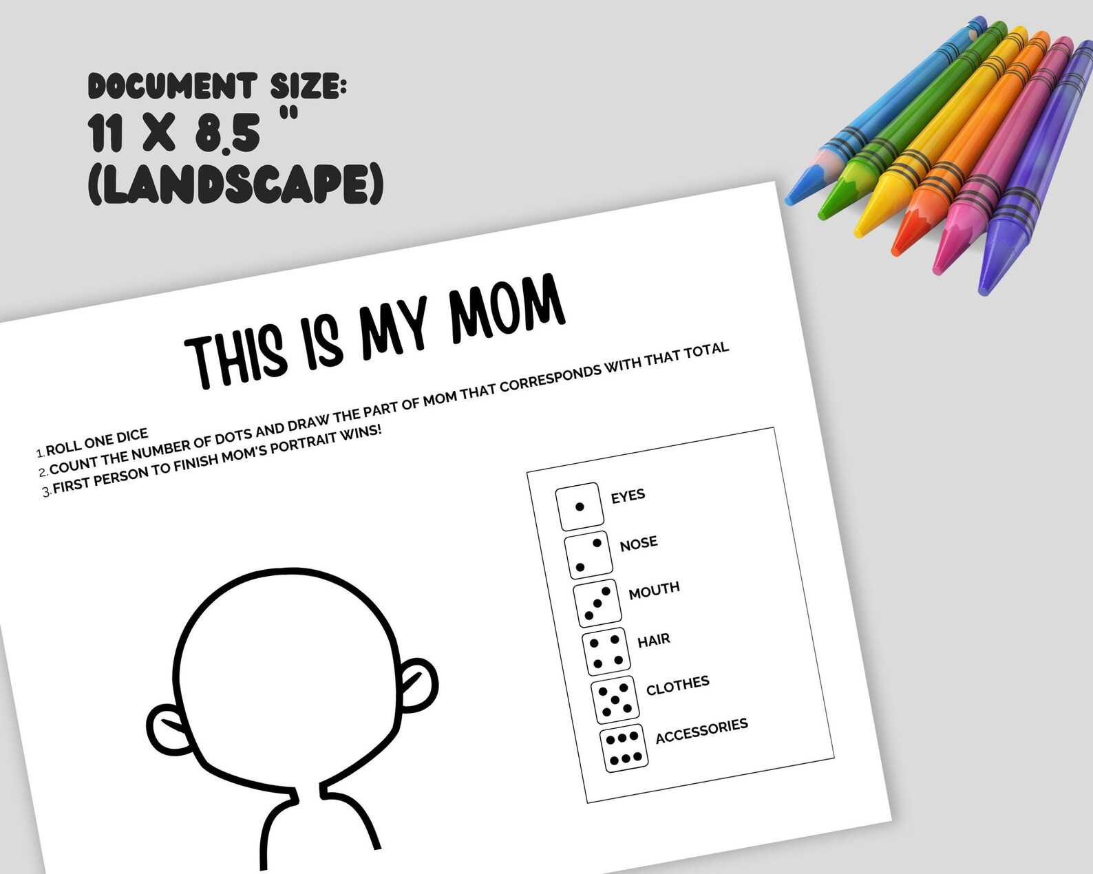 Mother's Day Game Craft Printable | Roll the Dice | DIY Gift From Kids ...