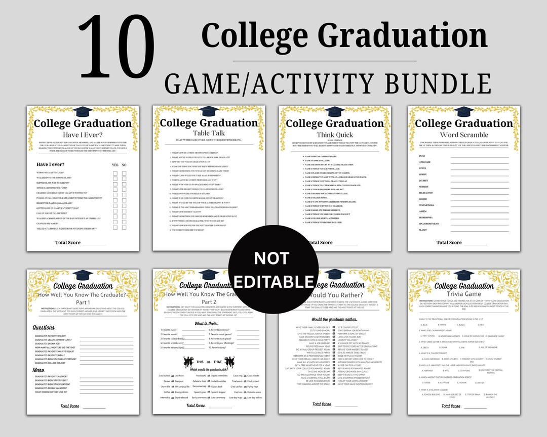 College Graduation Games Bundle | Grad Games | Would You Rather | Word ...