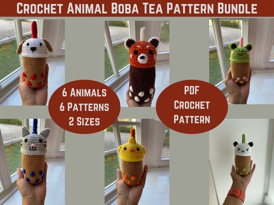 Animal Boba Tea Boba Tea Boba Crochet Pattern Red Panda Chunky Yarn ...