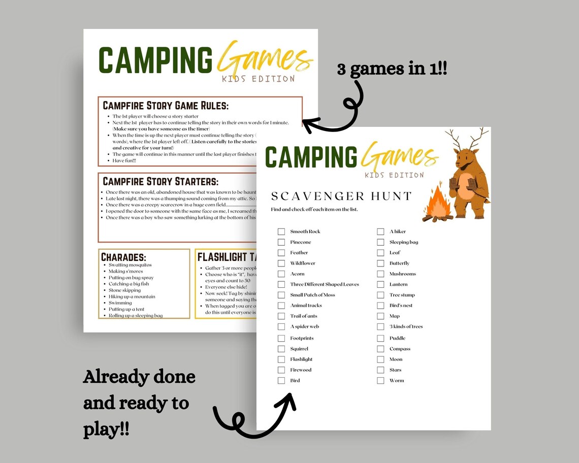 Camping Games Bundle | Campfire Games | Camping Games Printable ...