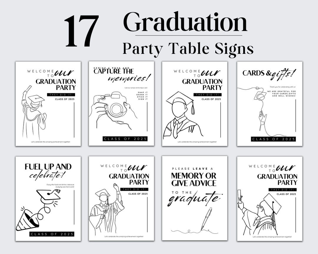 Graduation Party Table Signs | Grad Party Table | Congrats Grad | Grad ...