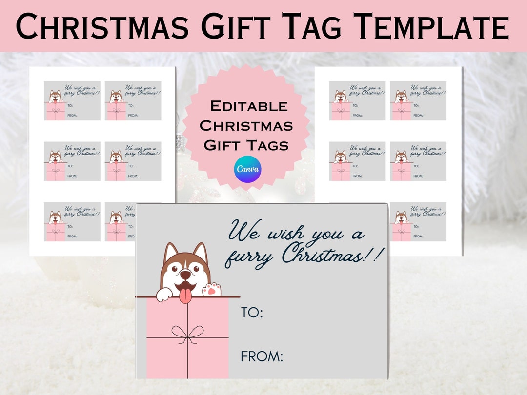 Christmas Gift Tag Printable, Dog Gift Tag, Holiday Label, Holiday Gift ...