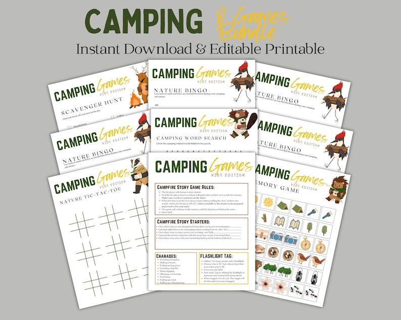 Camping Games Bundle | Campfire Games | Camping Games Printable ...