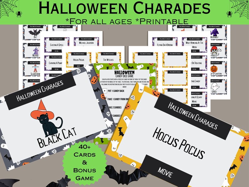 Halloween Charades Printable, Halloween Trivia Games, Printable ...