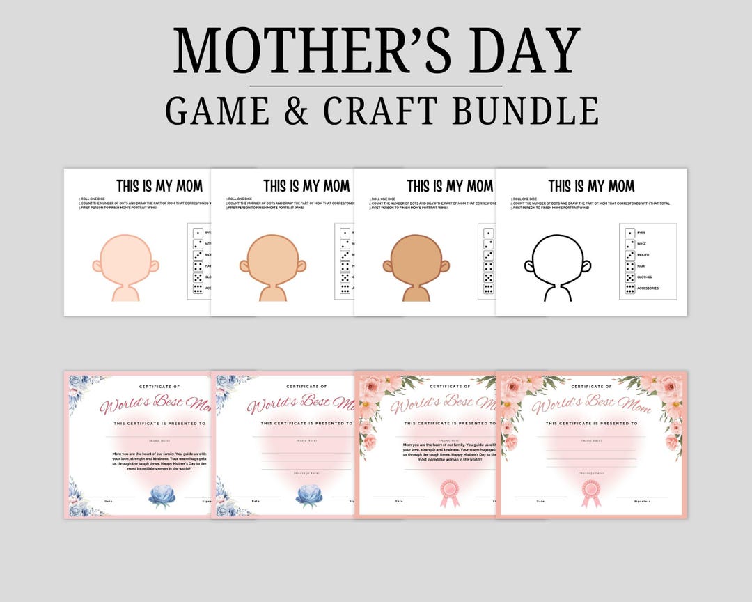 Mother's Day Game Craft Printable | Roll the Dice | DIY Gift From Kids ...