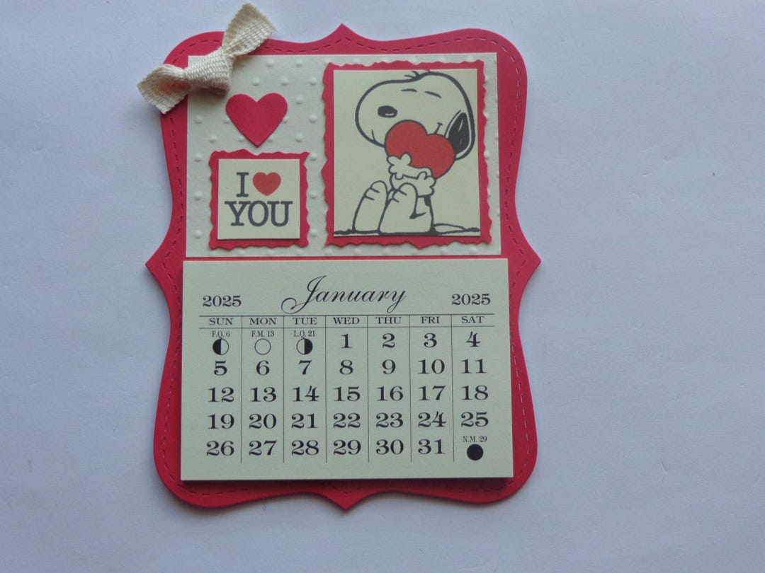 Snoopy With Heart, Love You, Cartoon Character, 2025 Magnetic Calendar ...