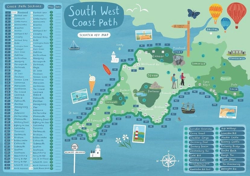 South West Coast Path Scratch off Map - Etsy UK