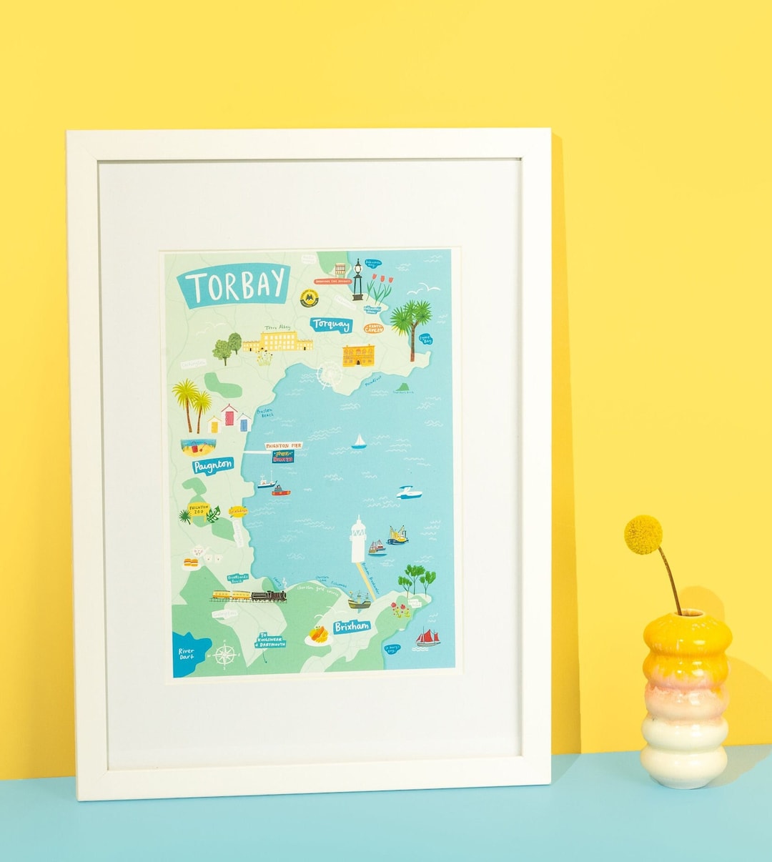 Torbay Map Print - A4 + A3 + A5 - Etsy