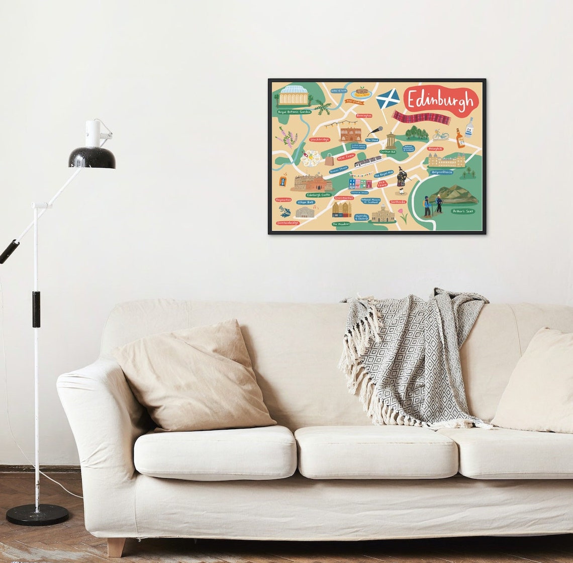 Edinburgh Map, Map of Edinburgh, Scotland Map, Edinburgh Art, Edinburgh ...