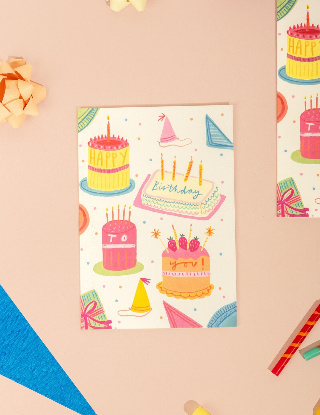Birthday Cakes Card - Etsy