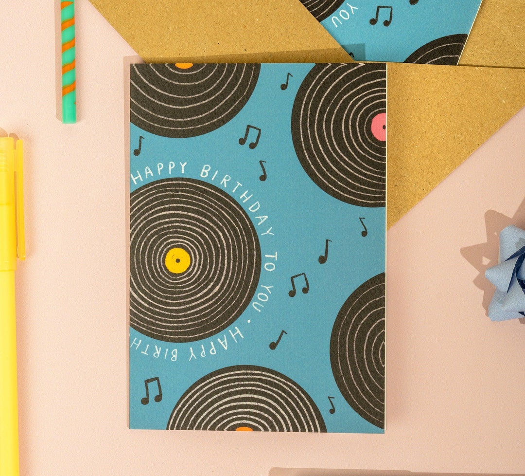 Records Card, Music Birthday Card, Music Lovers Birthday Card, Vinyl ...