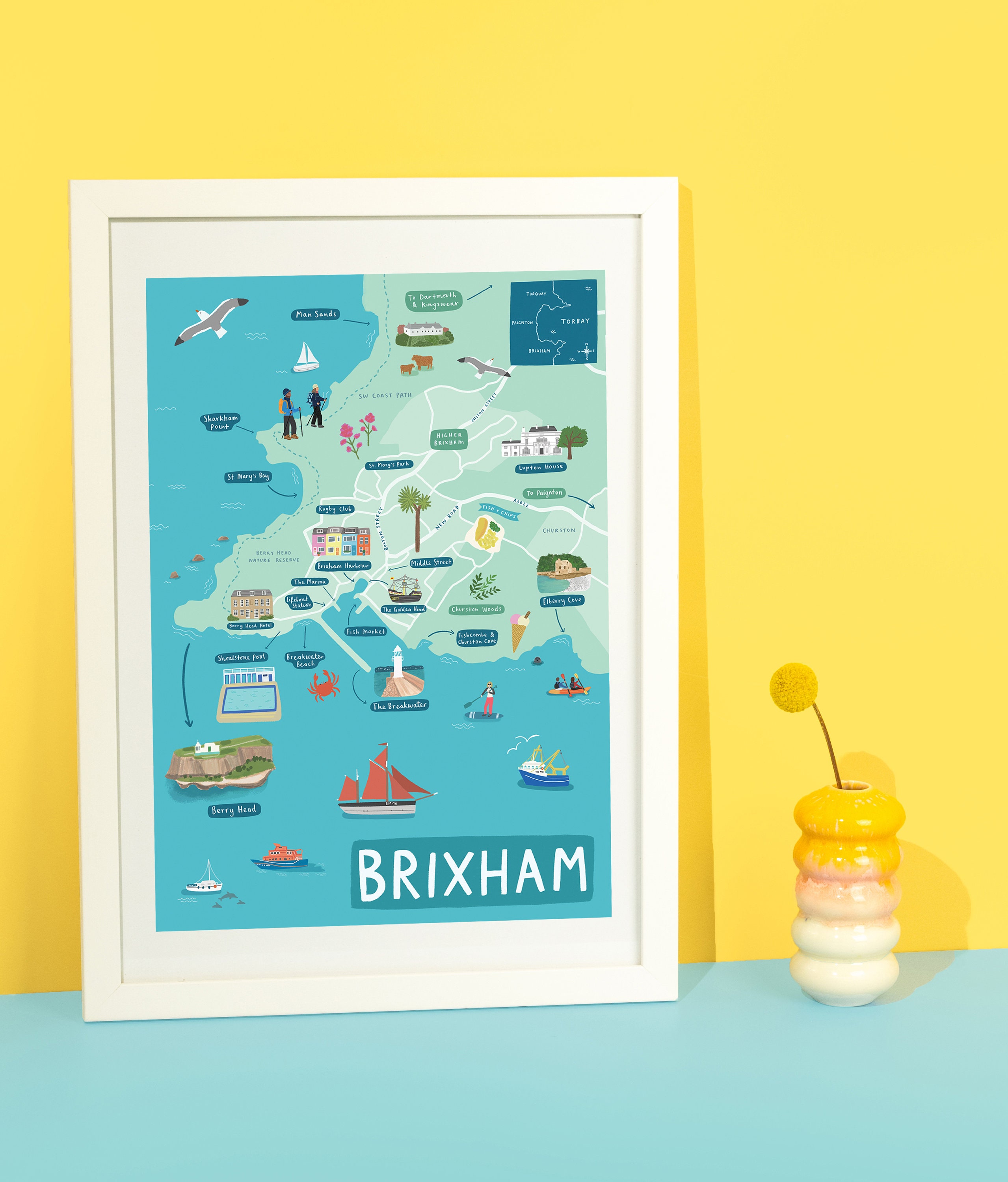 Brixham Map Portrait, Brixham Map, Brixham Print, Brixham Poster ...