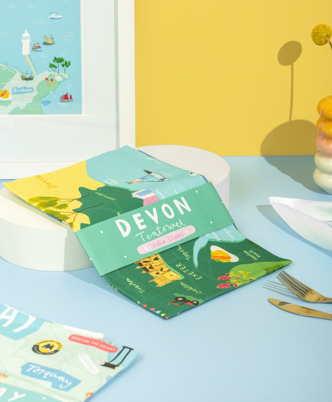 Devon Map Tea Towel, Devon Tea Towel, Devon Gift, Devon Map, Tea Towel ...