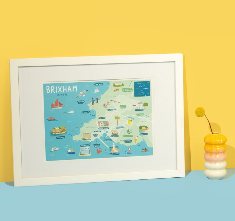 Brixham Map, Brixham Print, Brixham Print, Torbay Map, Torbay Print ...