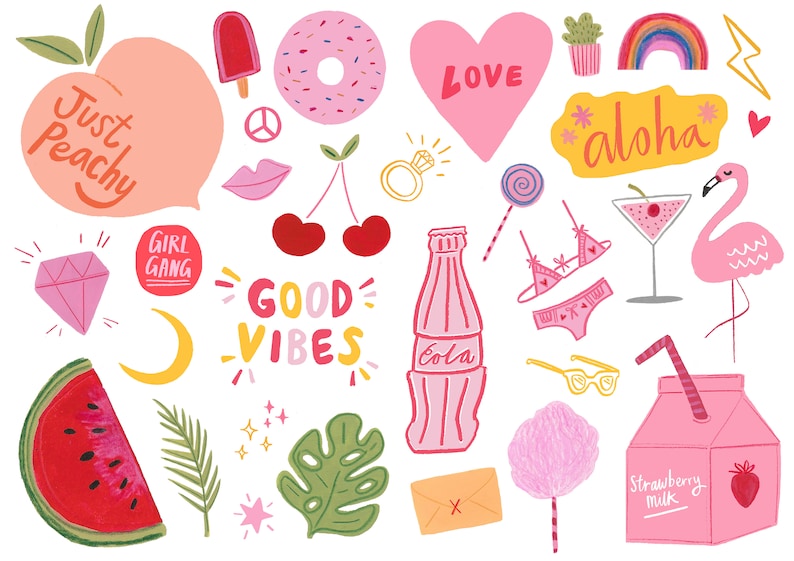 Girly sticker sheet Laptop stickers | Etsy