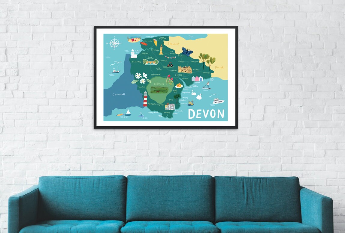 Devon Map, Devon Poster, Devon Print, Devon Art - Etsy