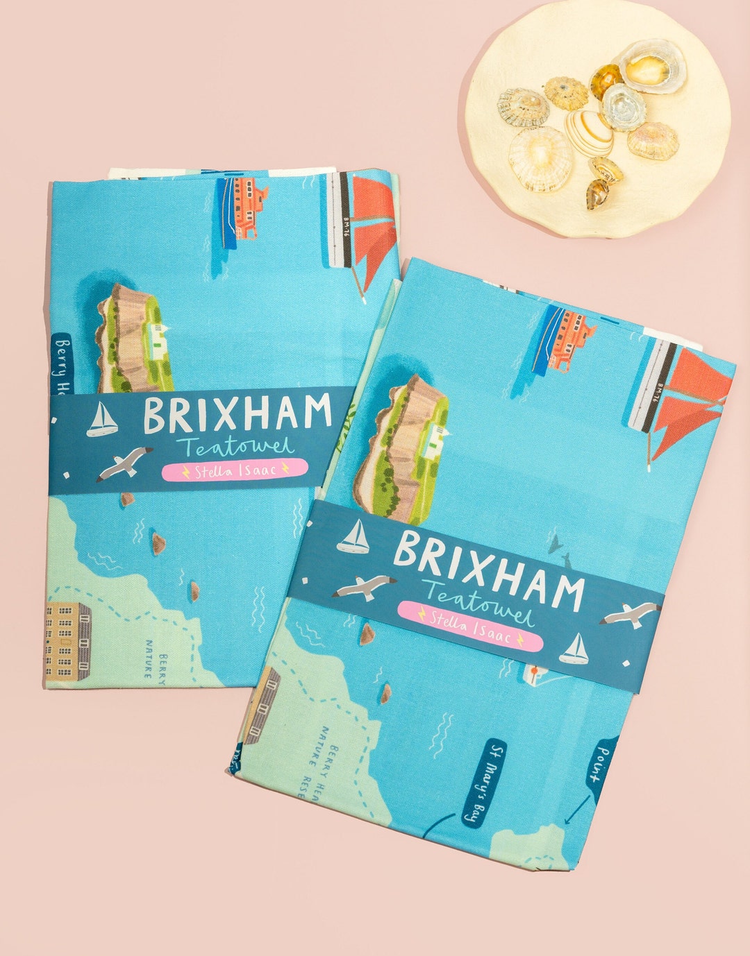 Brixham Tea Towel, Brixham Map, Devon Tea Towel, Brixham Tea Towel ...