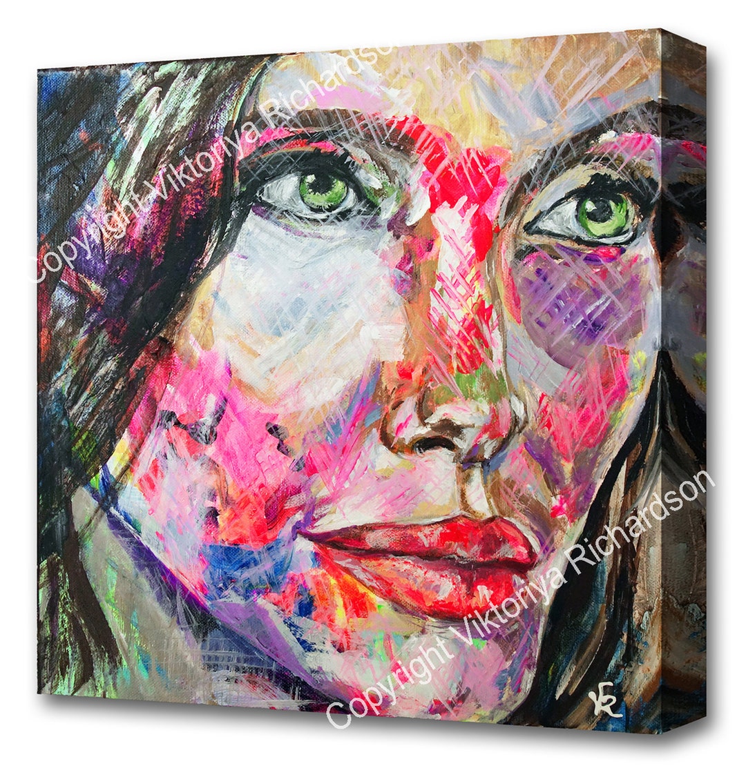 ANGELINA JOLIE Canvas Print Portrait, Wall Art, Wall Hangings, Home ...