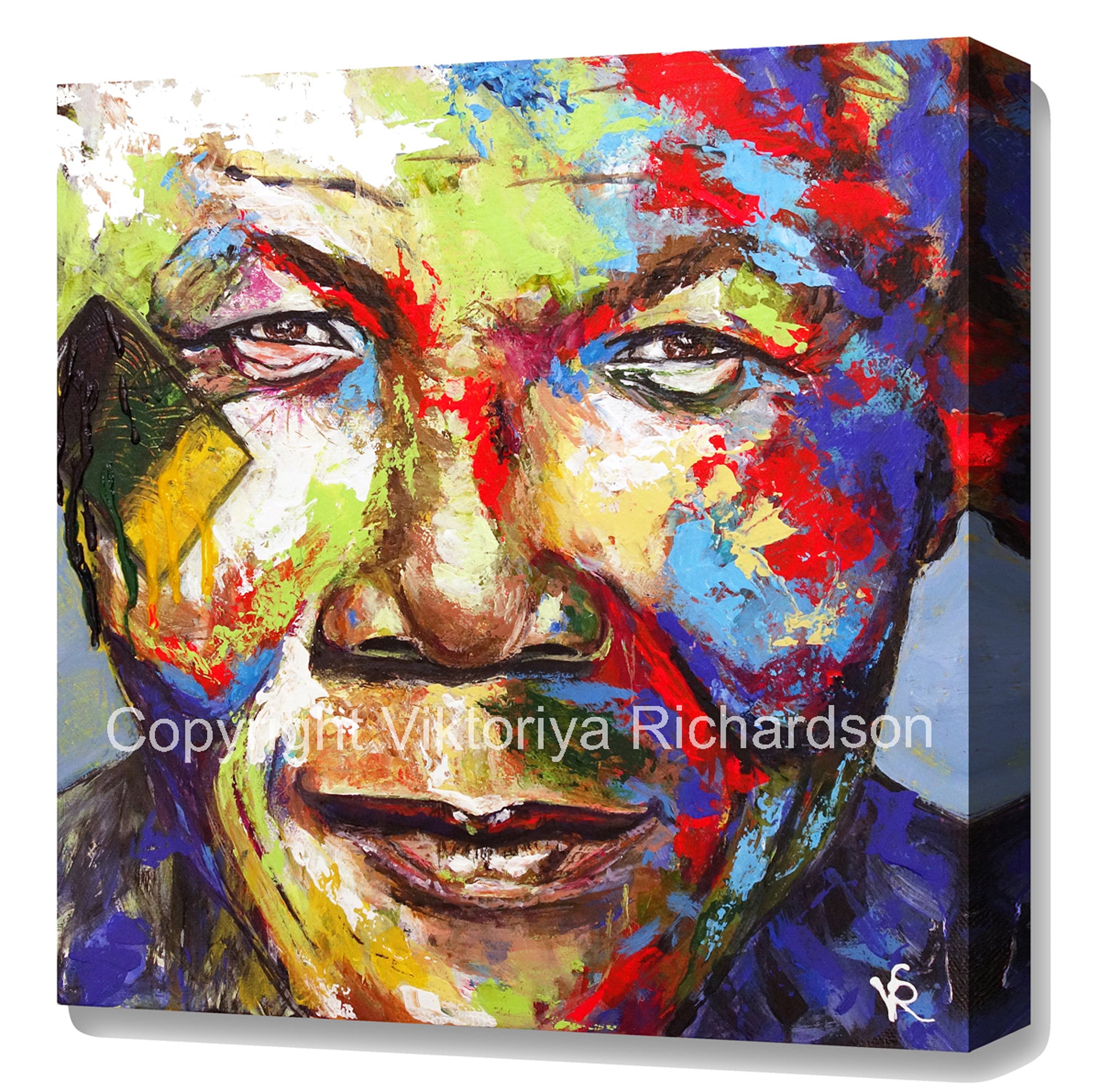 Nelson Mandela Canvas Print, Colorful Portrait, Viktoriya Richardson ...