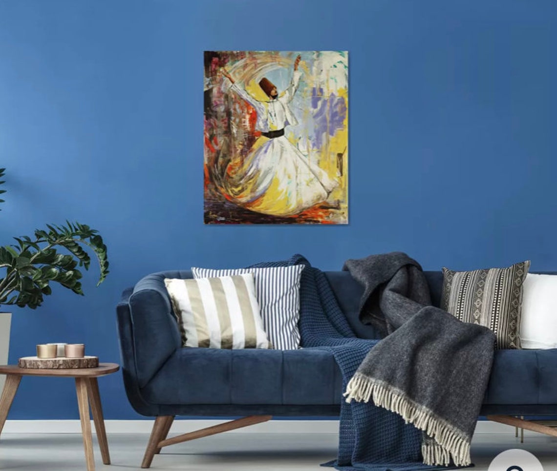 Dervish, Original Painting, Dancer, Darvesh, Islam, Turkish, Canvas Art ...