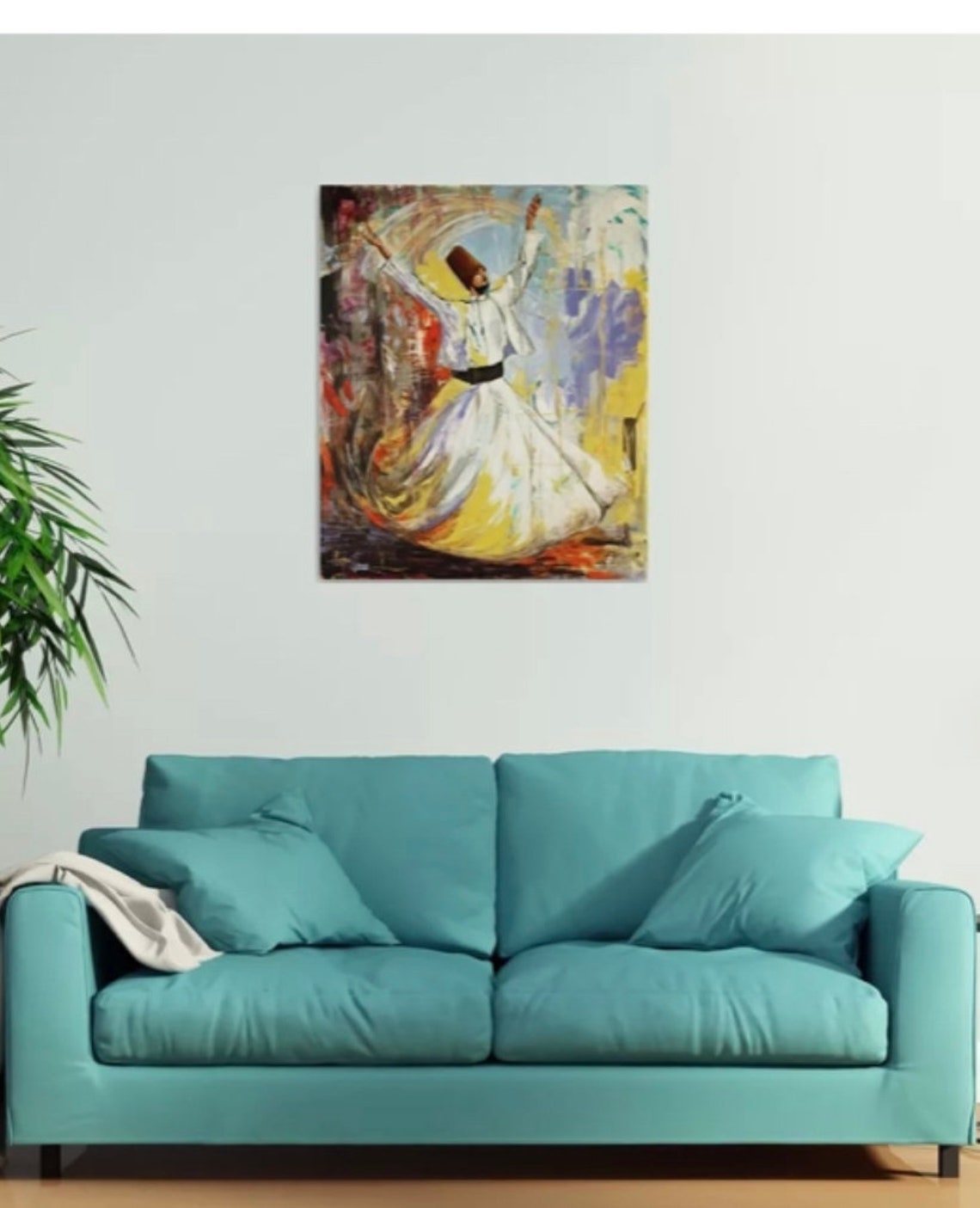 Dervish, Original Painting, Dancer, Darvesh, Islam, Turkish, Canvas Art ...