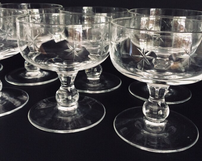 8 Vintage Starburst Etched Glass Mid Century Modern Atomic Star ...