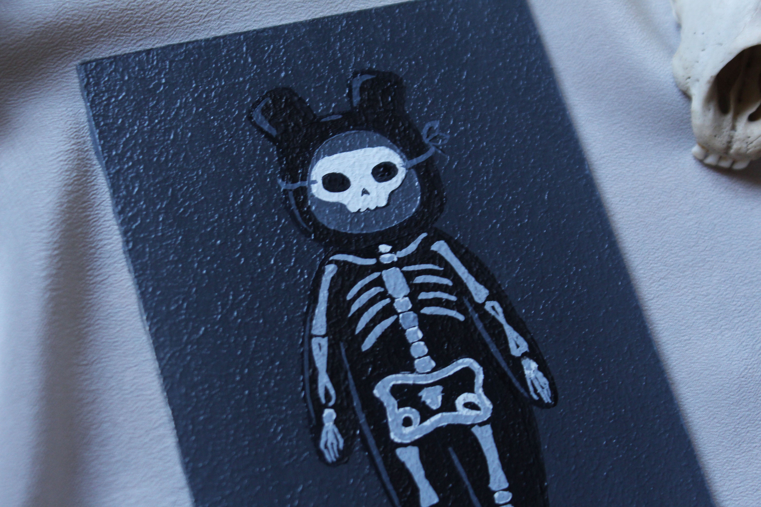 Cute Skeleton Halloween Costume Oil Painting (5.8 X 3.9 Inches) - Etsy