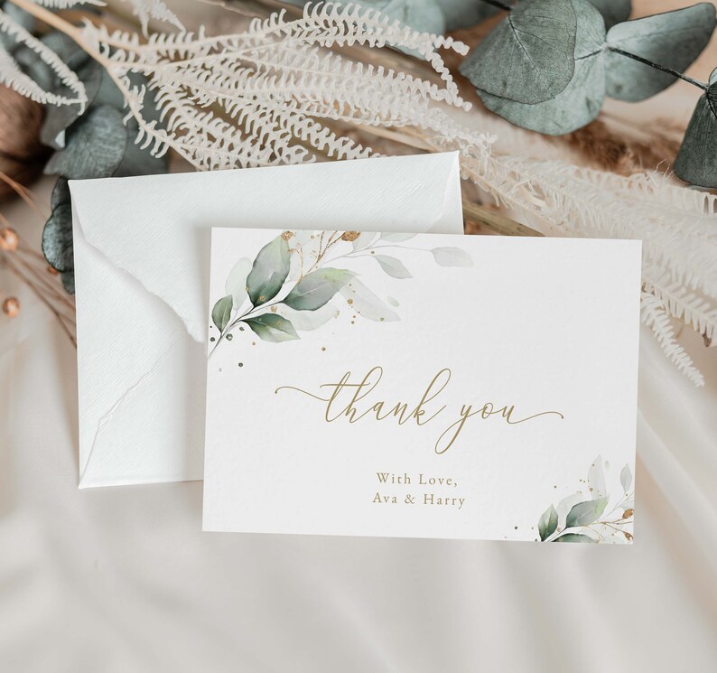 Greenery Boho Thank You Card Template Instant Download LC04 - Etsy UK