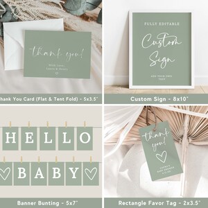 Sage Green Baby Shower Bundle | Green Gender Neutral Baby Shower ...