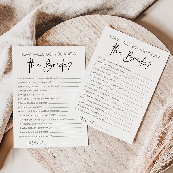 How Well Do You Know the Bride - Etsy