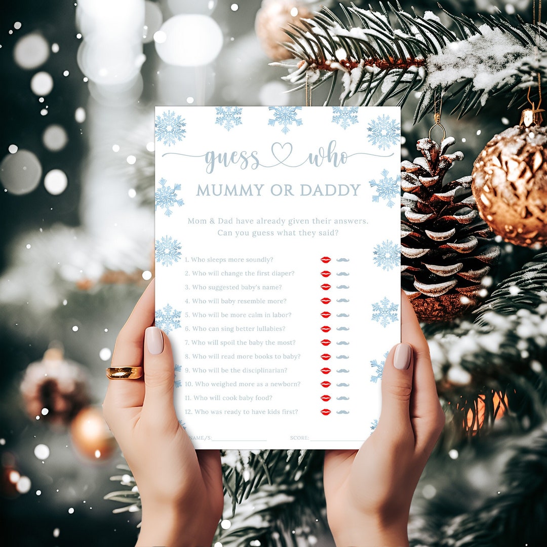 Winter Guess Who Mommy or Daddy Game Blue Snowflake Who Said - Etsy
