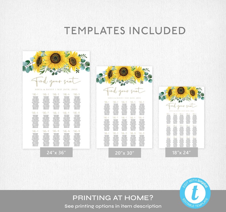 Rustic Wedding Seating Chart | Printable Table Seating Chart ...