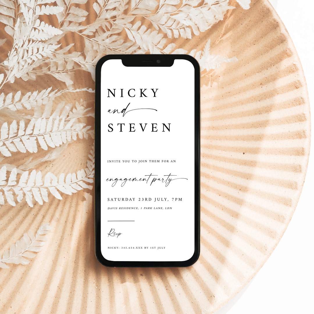 Minimalist Engagement Party Text Invite, Electronic Engagement ...