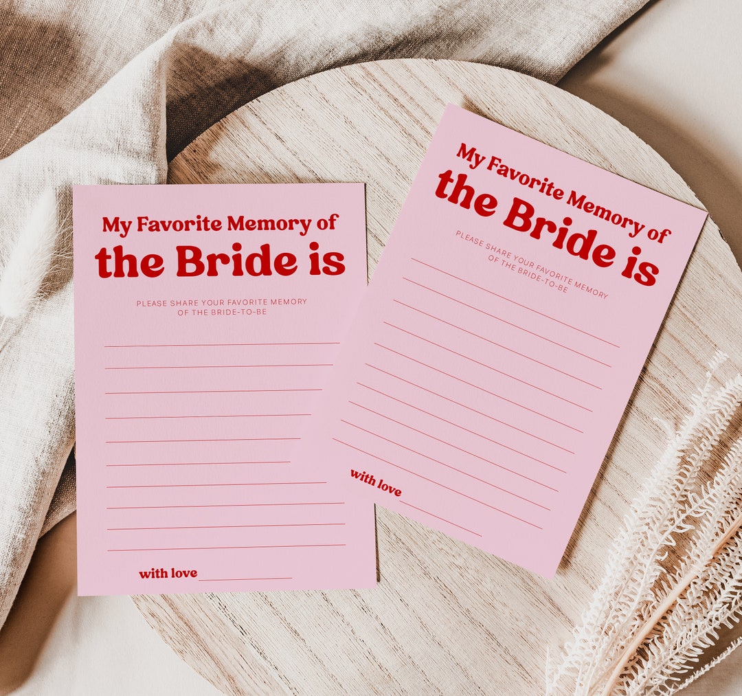My Favorite Memory of the Bride Template, Favorite Memory Bride Game ...