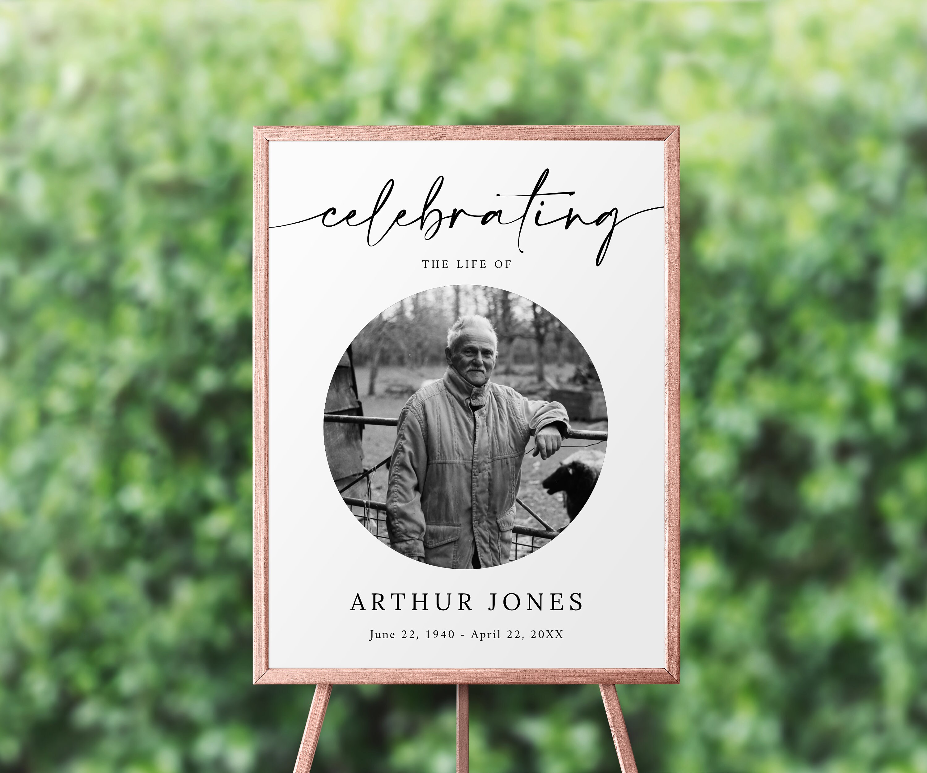 Modern Funeral Memorial Sign Template, Minimal Celebration of Life ...