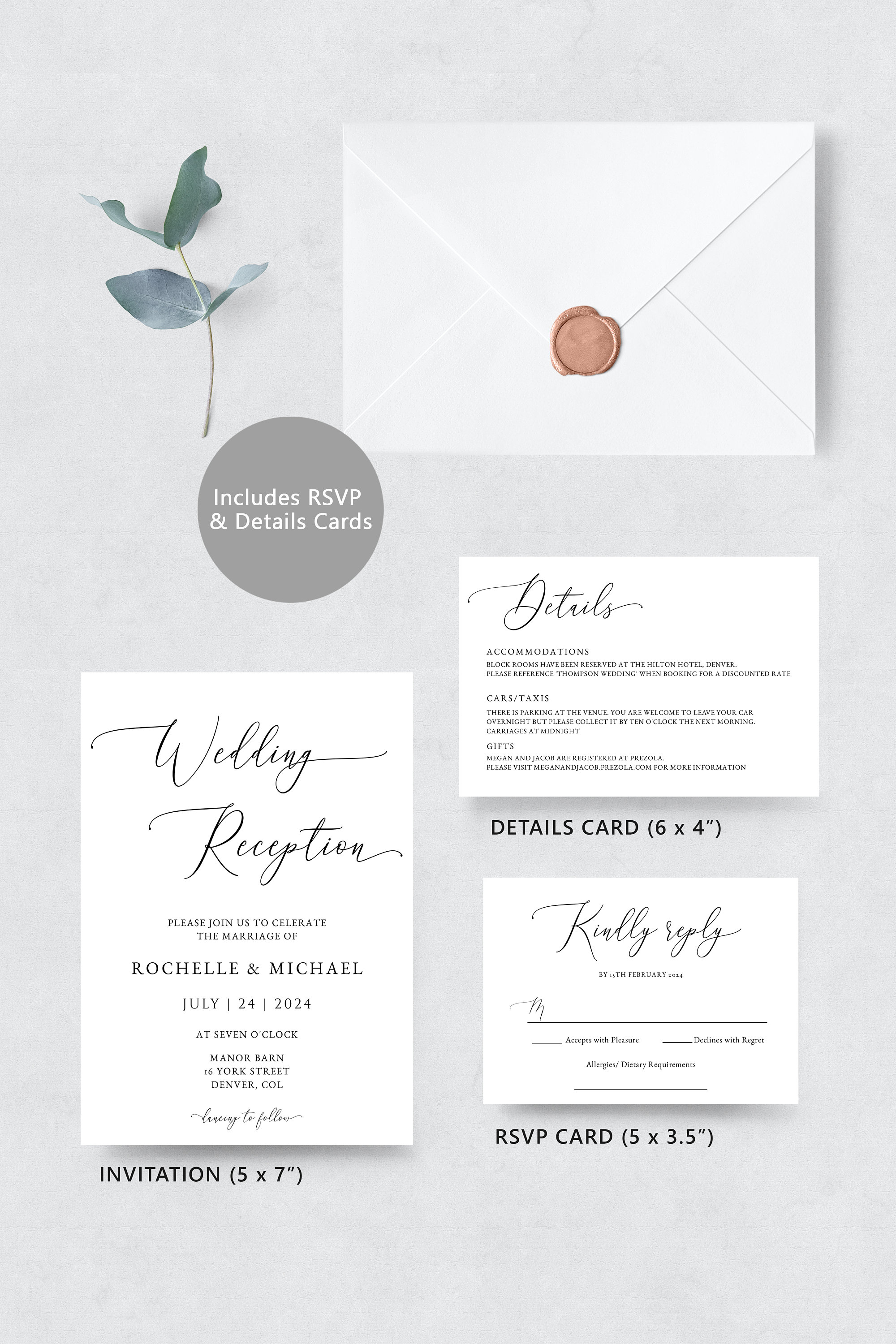 Minimalist Evening Reception Invitation Template, Modern Wedding Party ...