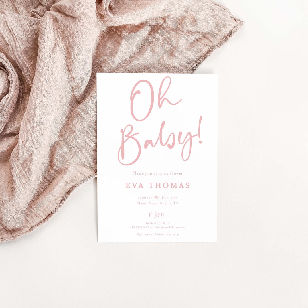 Pink Baby Shower Invitation, Dusty Pink Girl Baby Shower Invite, Modern ...