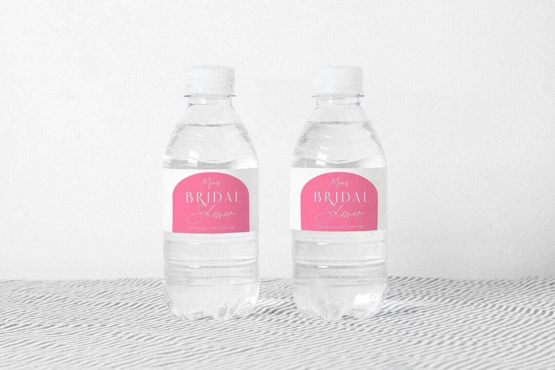 Editable Water Bottle Label, Pink Baby Shower Water Label, Printable Water Bottle Label, Retro ...