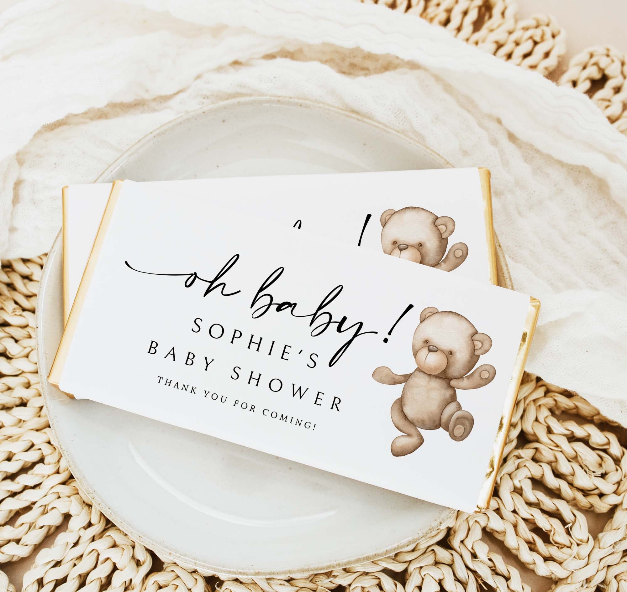Baby Shower Chocolate Bar Wrapper Template Editable Bear - Etsy