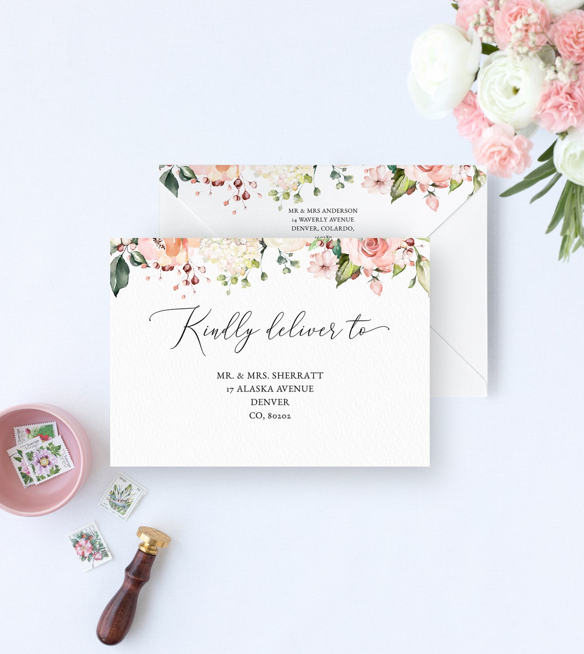 Printable Wedding Envelope Template Boho Floral Wedding - Etsy