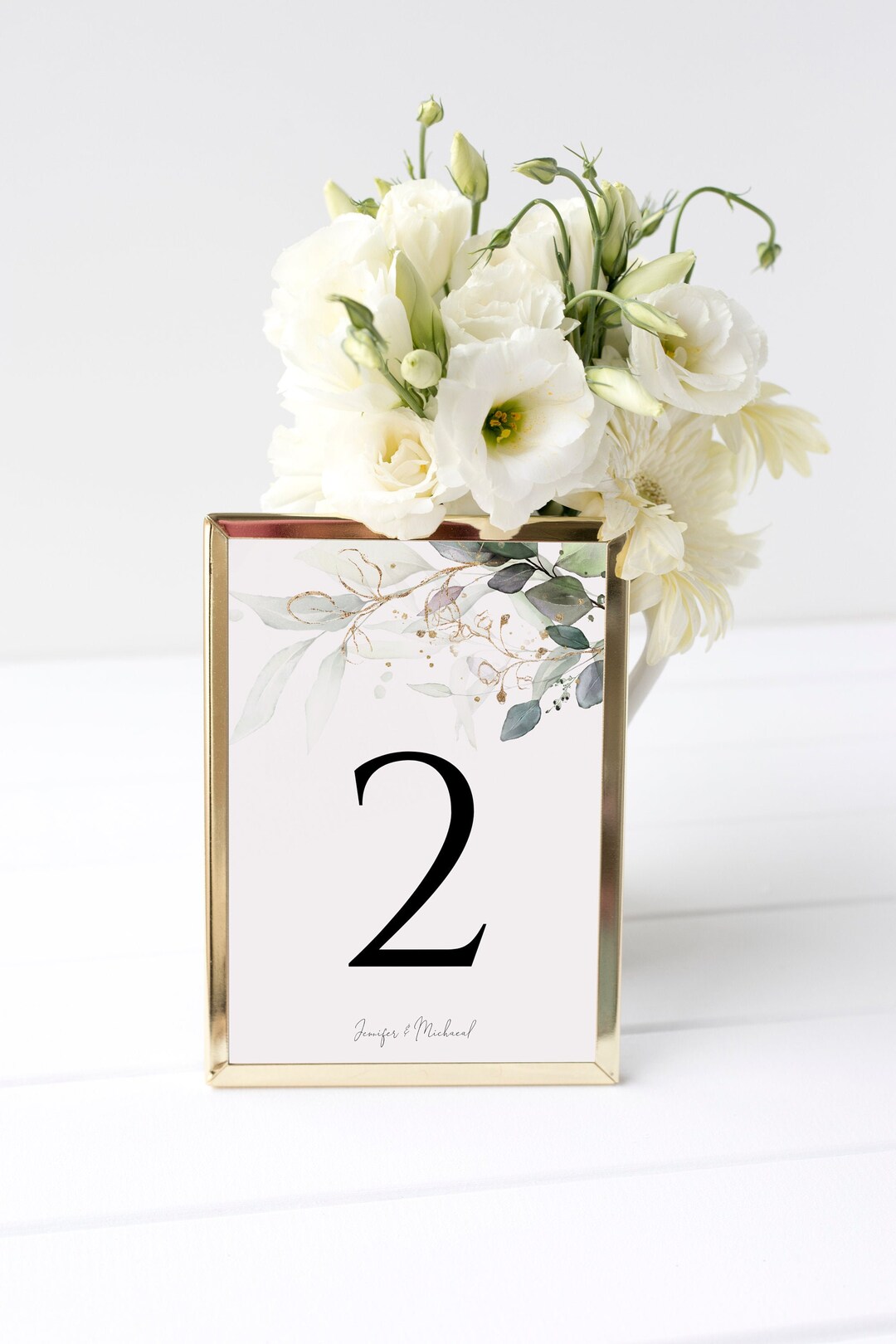 Eucalyptus Wedding Table Number Template, Modern Boho Table Number Card ...