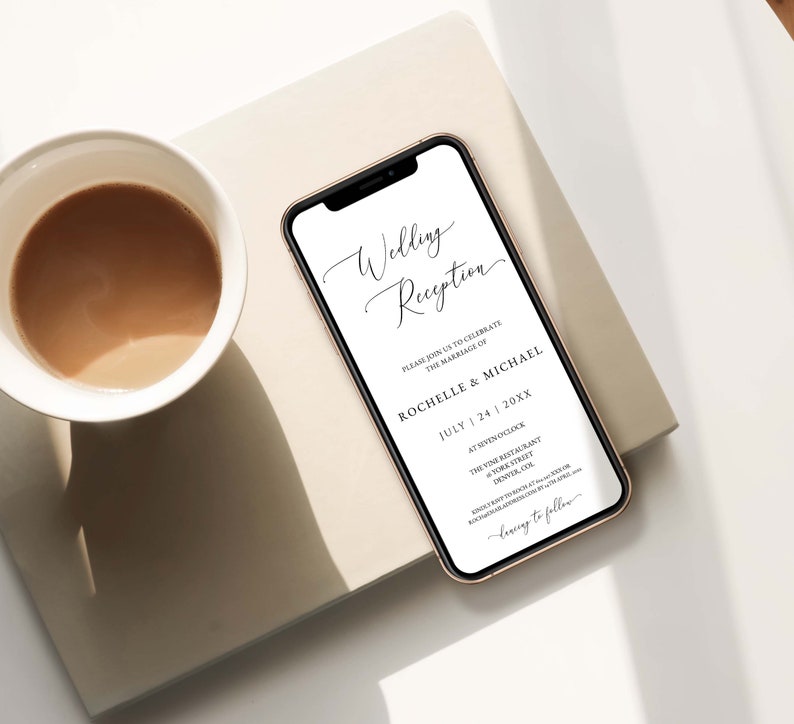 Electronic Wedding Reception Invitation Template Phone Text - Etsy UK