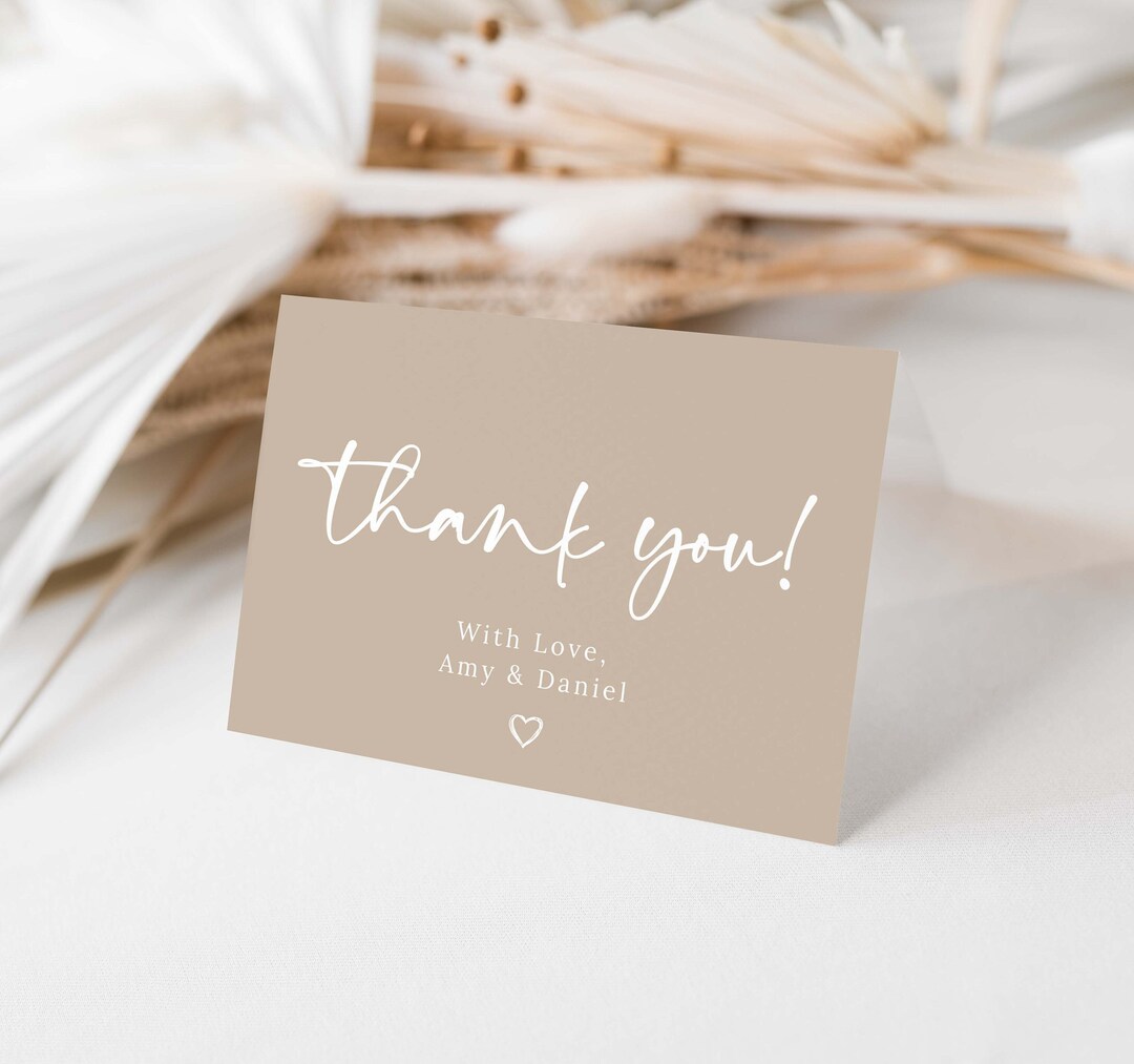 Editable Neutral Beige Thank You Card Template Gender Neutral Baby ...