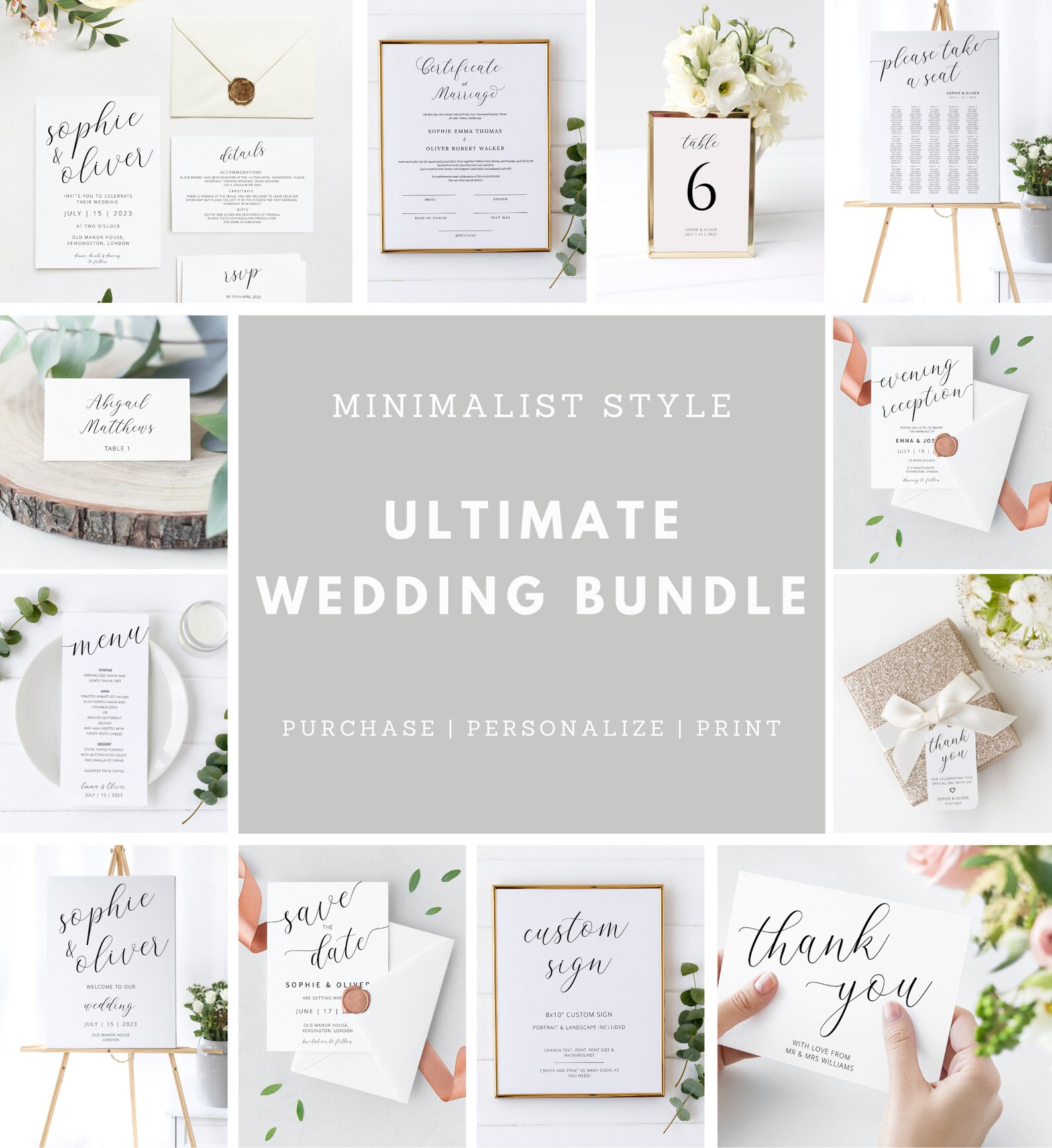 Minimalist Ultimate Wedding Bundle Template Set Modern Large - Etsy UK
