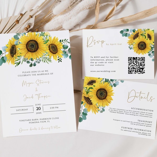 Rustic Sunflower Wedding Invitation - Etsy