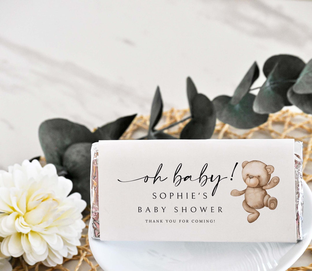 Baby Shower Chocolate Bar Wrapper Template | Editable Bear Theme Candy ...
