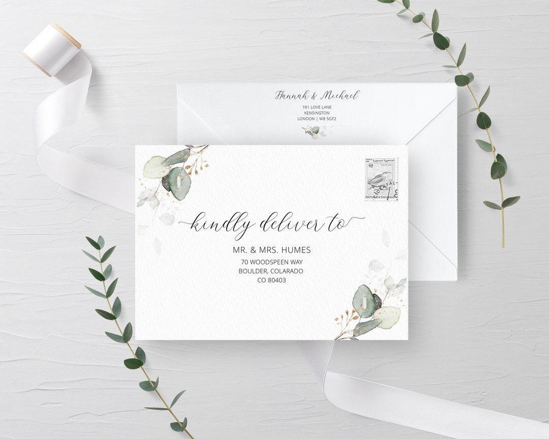 Greenery Wedding Envelope Template Printable Envelope Boho - Etsy