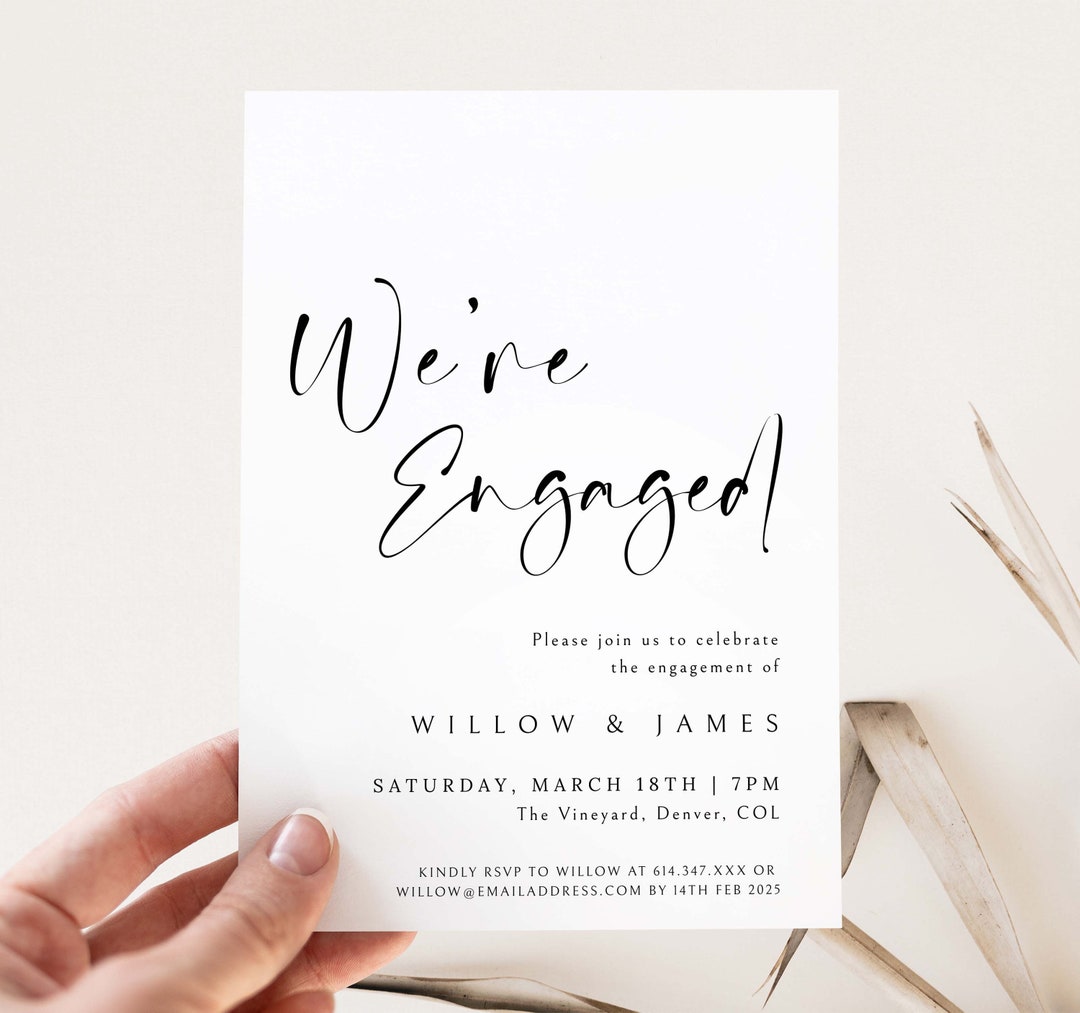 Modern Engagement Party Invitation Template, Minimalist Engagement ...