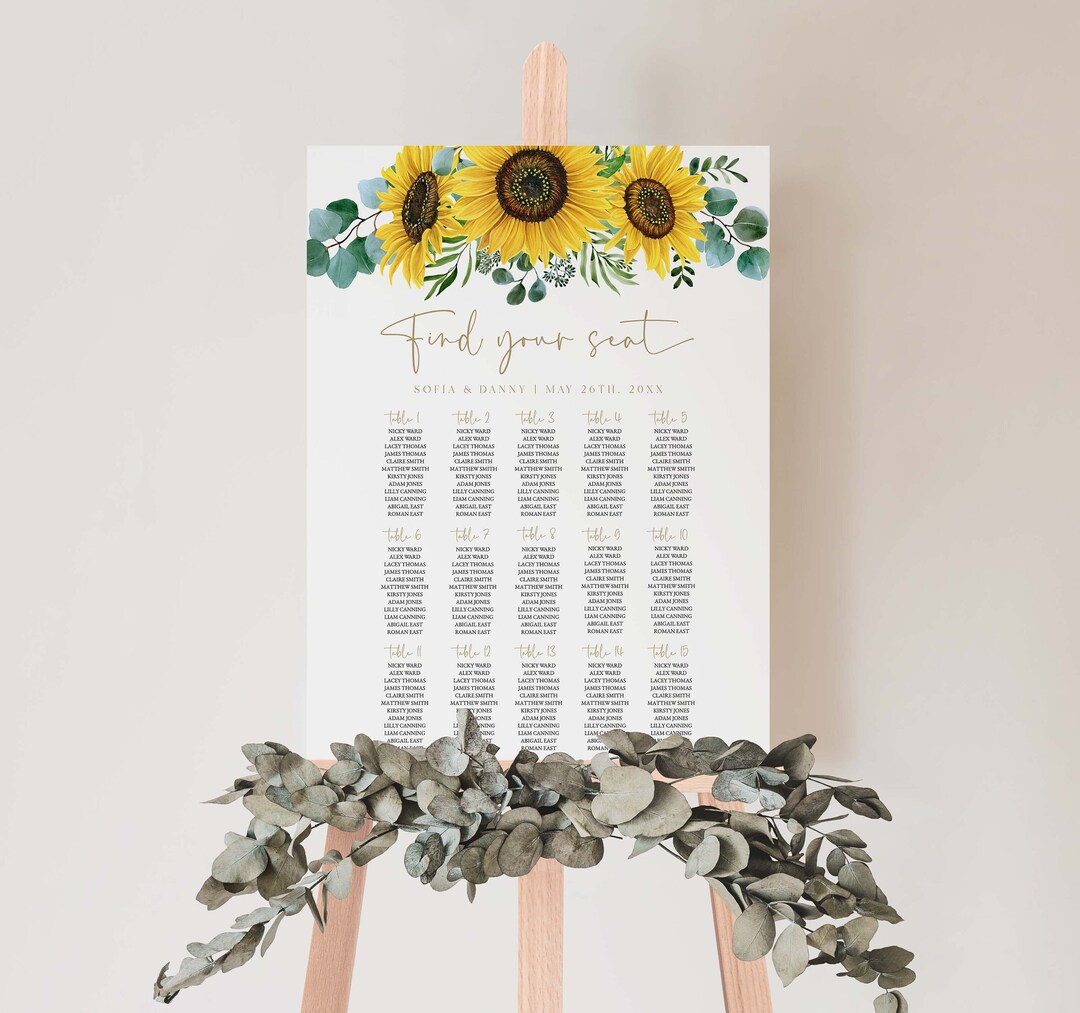 Rustic Wedding Seating Chart | Printable Table Seating Chart ...